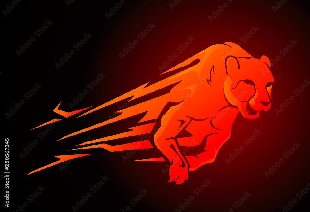 Cheetah Speed Fire Bolt Stock Vector | Adobe Stock