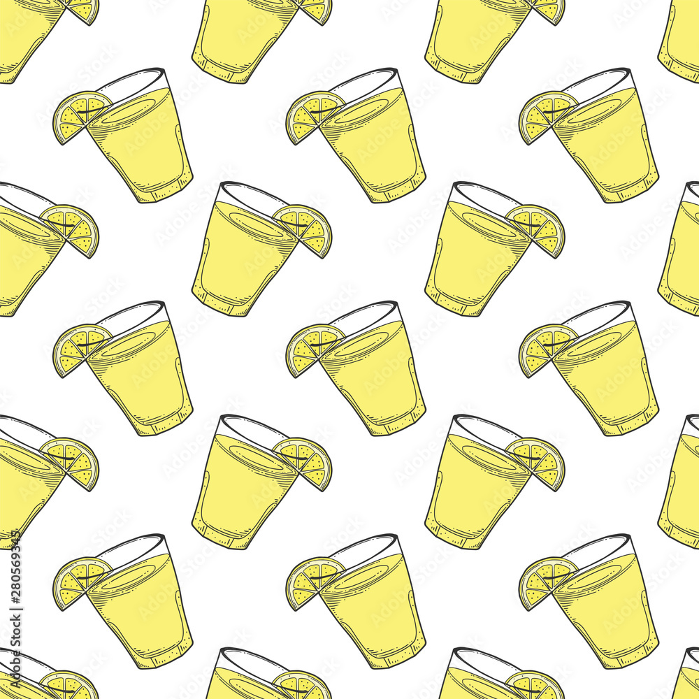 Lemonade cup with lemon slice. Vector concept in doodle and sketch ...