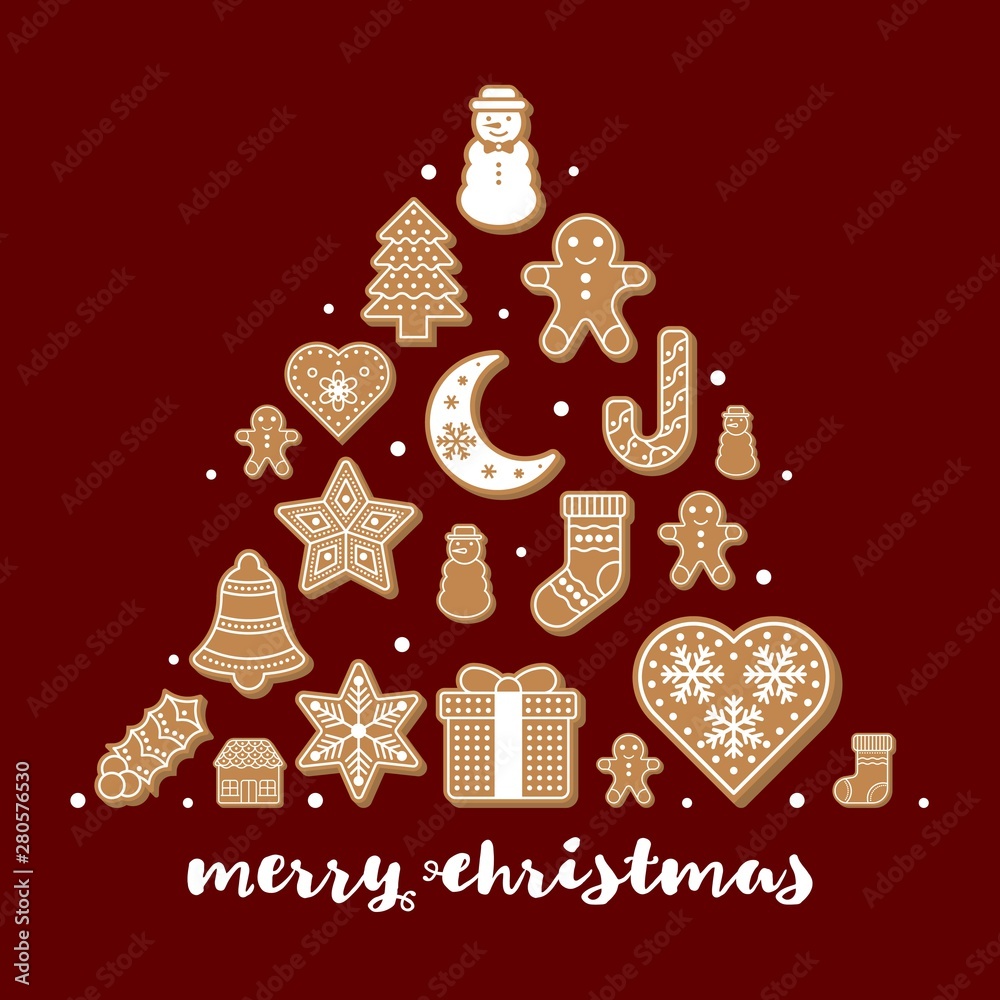gingerbread cookies arrange as shape for use as poster or background ...