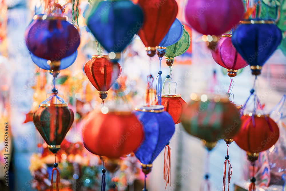 Colorful tradition lantern at china town lantern market in saigon ...