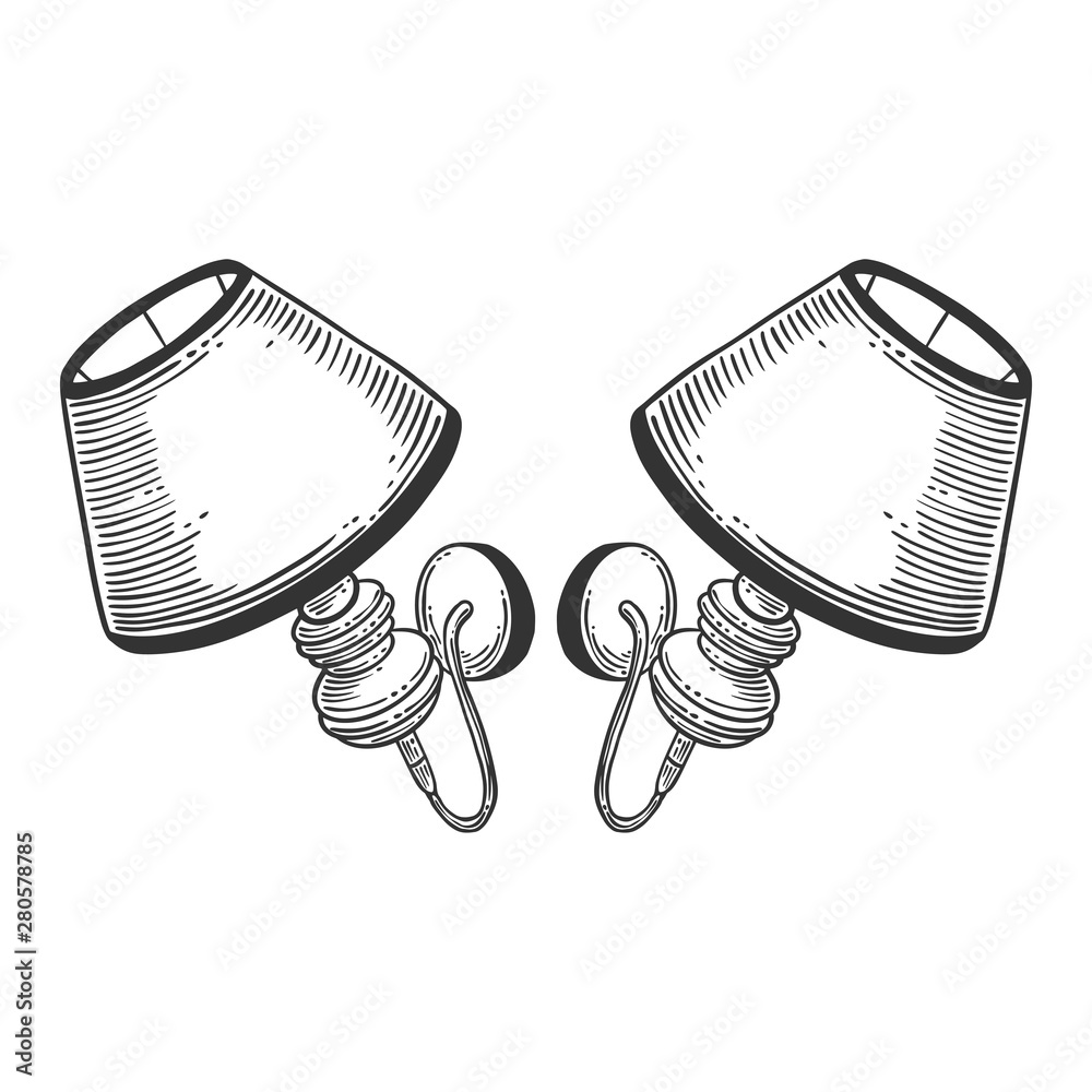 Wall lamp. Vector concept in doodle and sketch style. Hand drawn ...