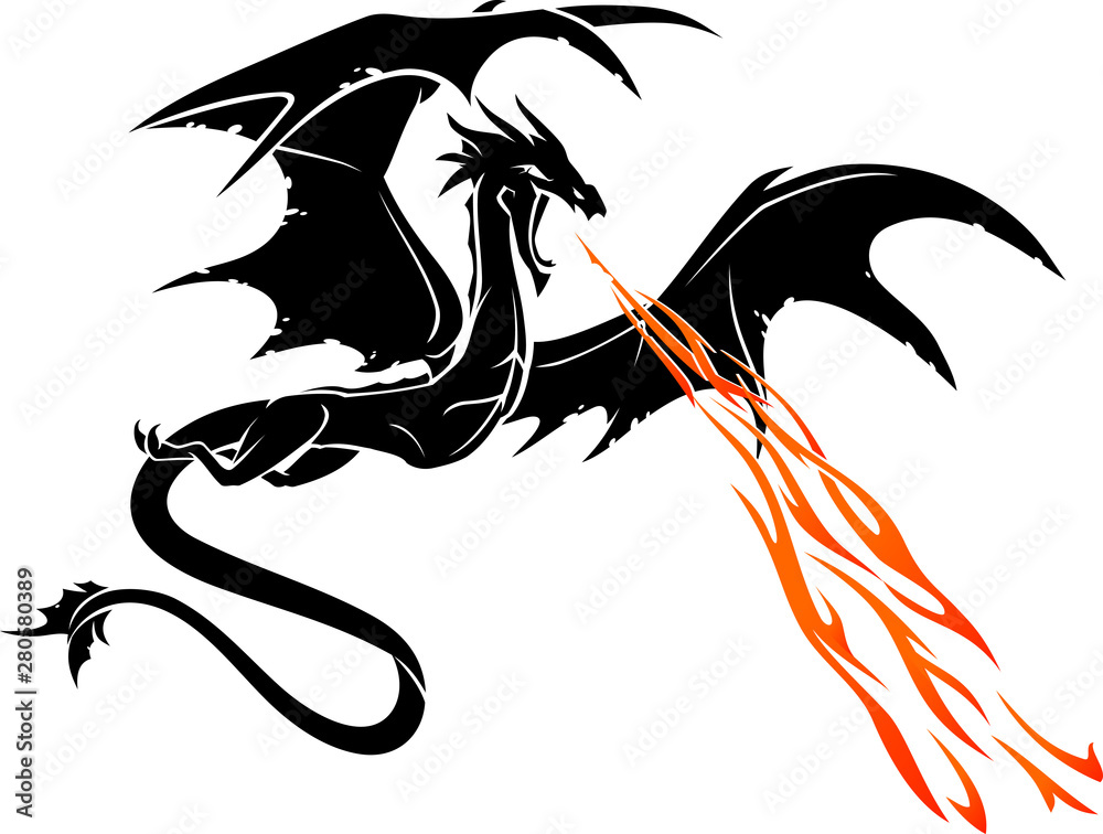 Fantasy Dragon Fire Breath Stock Vector | Adobe Stock