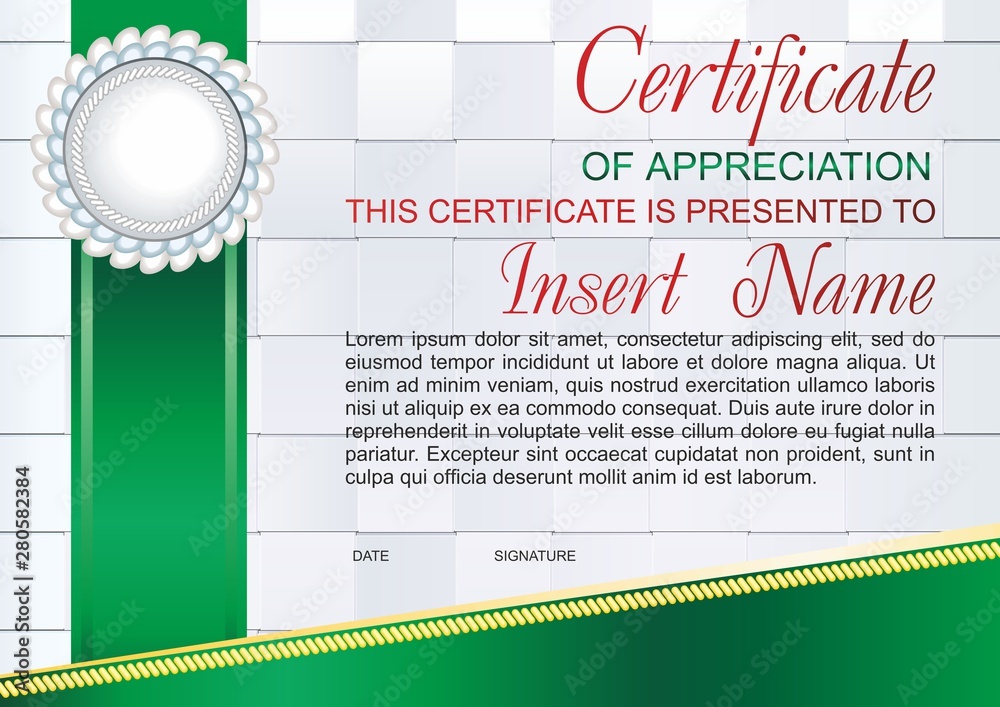 Vector template certificate of appreciation with colorful stripy ...