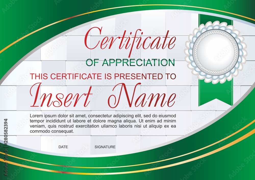 Vector template certificate of appreciation with colorful stripy ...