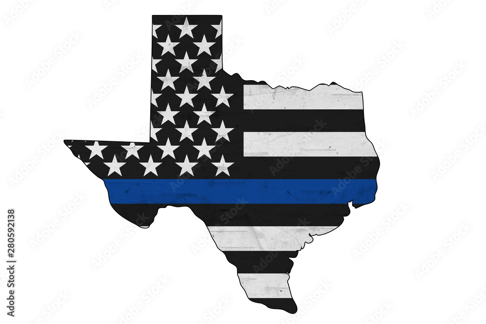 American thin blue line flag on map of Texas Stock Illustration | Adobe ...