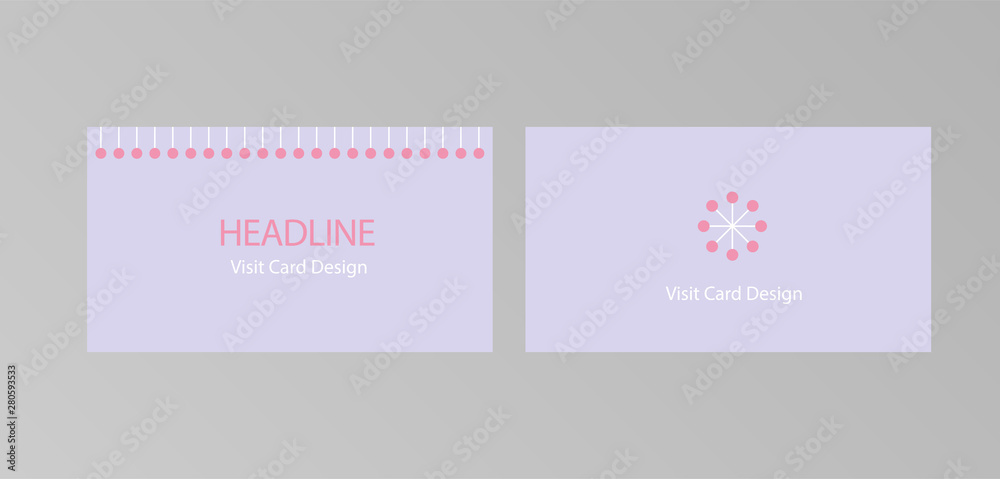Simple cute visit card. Pastel colors. Two sides. Standard size (50*90 ...