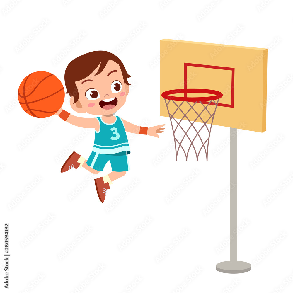 kid boy basketball vector illustration Stock Vector | Adobe Stock
