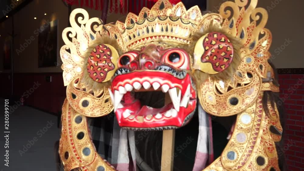 Barong - balinese symbol of mythology and dance. Mask of lion head ...