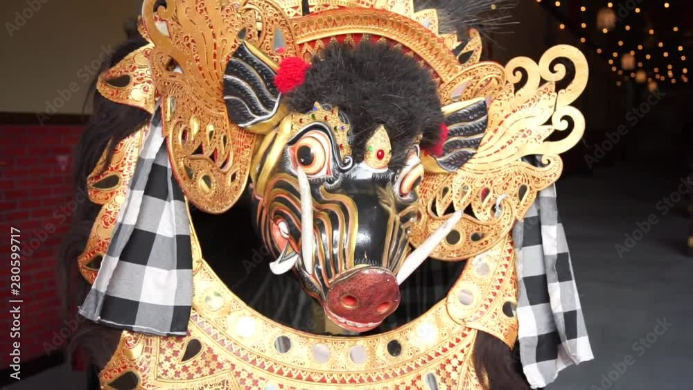 Barong - balinese symbol of mythology and dance. Mask of lion head ...