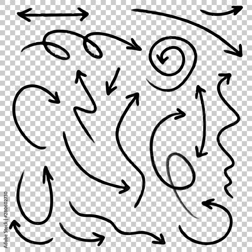 Hand drawn arrows set, different directions symbols. Stock Vector ...