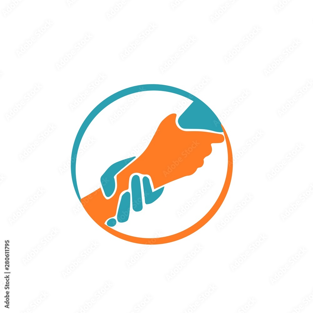 Helping hand circle symbol vector Stock Vector | Adobe Stock
