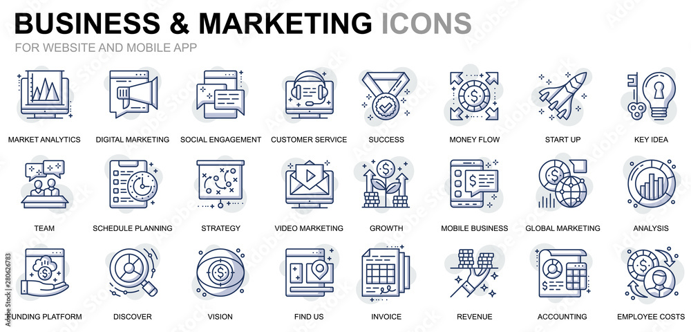 Simple Set Business and Marketing Line Icons for Website and Mobile ...