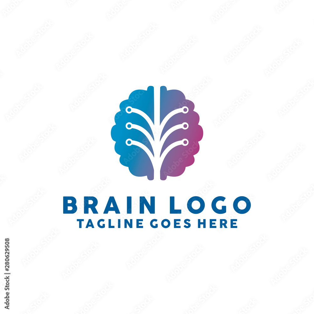 Brain Logo Technology Icon. Digital Vector Technology Symbol. Company ...