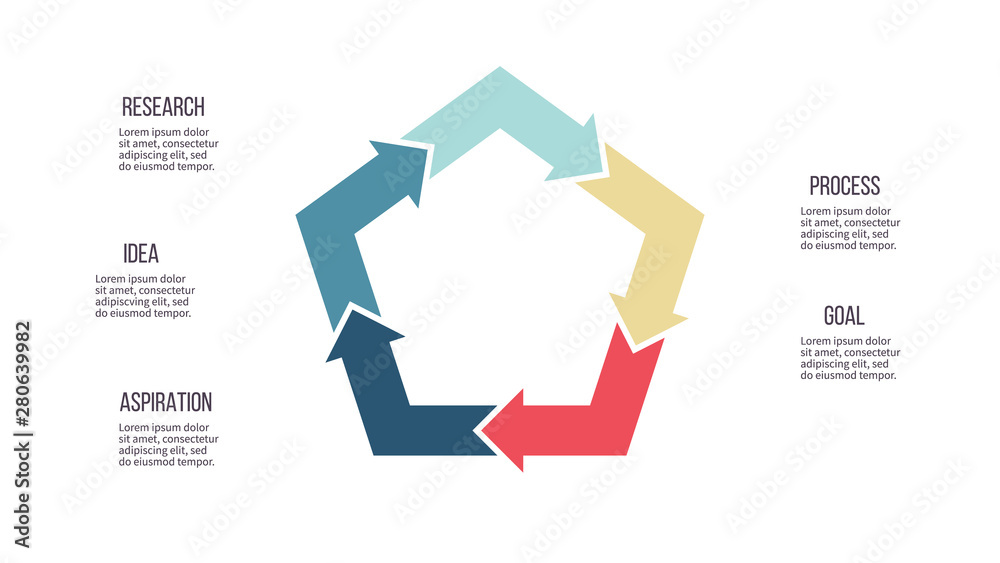 Business infographics. Pentagon chart with 5 steps, options. Vector ...