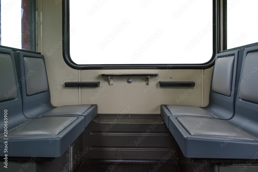Interior view inside bogie of s Bahn, u bahn, tram or train from ...
