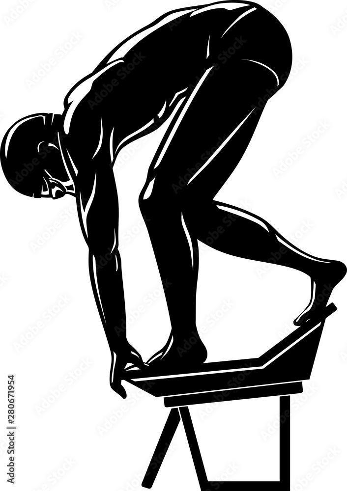 Male Swimmer on Dive Platform Silhouette Stock Vector | Adobe Stock