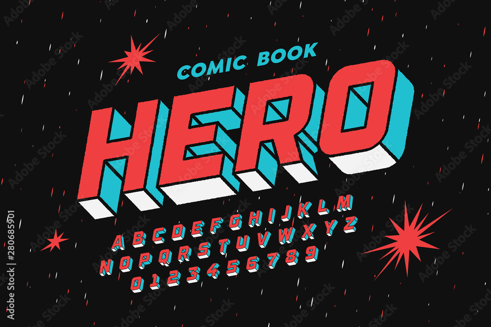Comic book style font design, alphabet letters and numbers Stock Vector ...