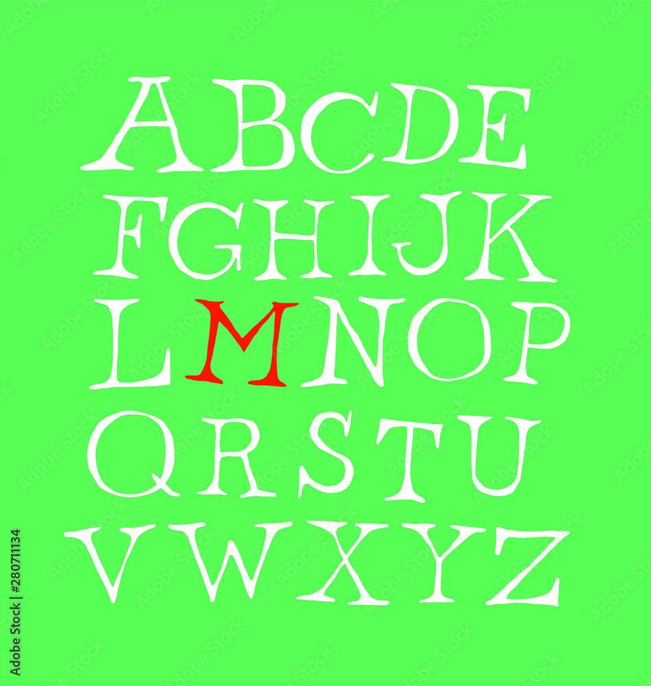 Set of letters of the English font. Vector. Alphabet of latin letters ...