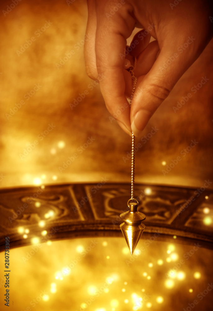Magic pendulum with fortune teller, astrology, horoscope with zodiac ...