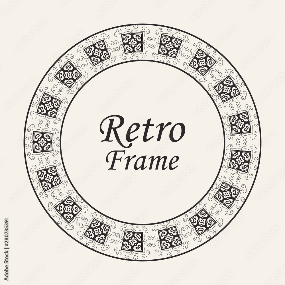 Decorative round modern art deco frame. Template for design. Elegant ...