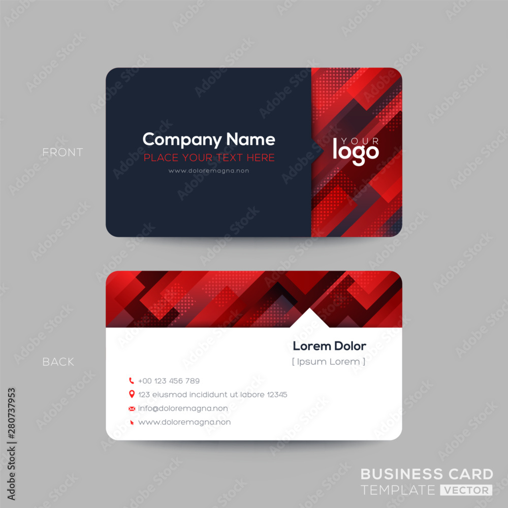 Red business card, membership card, VIP club card template with oblique ...