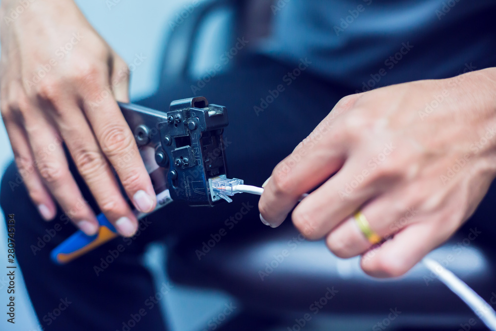 Póster Connection procedure UTP cable, Twisting Cable Tool Twisted Pair ...