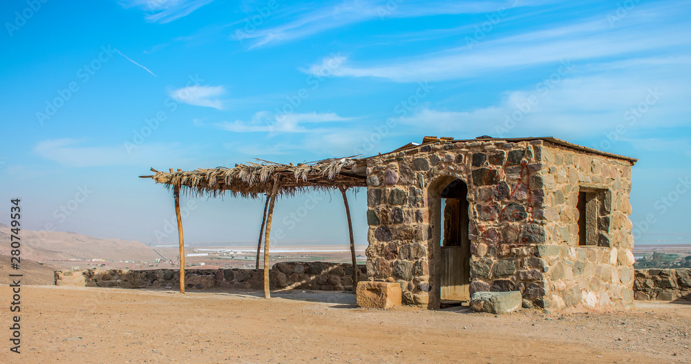 poor ghetto small stone house of some Arabian Bedouin owner in country ...