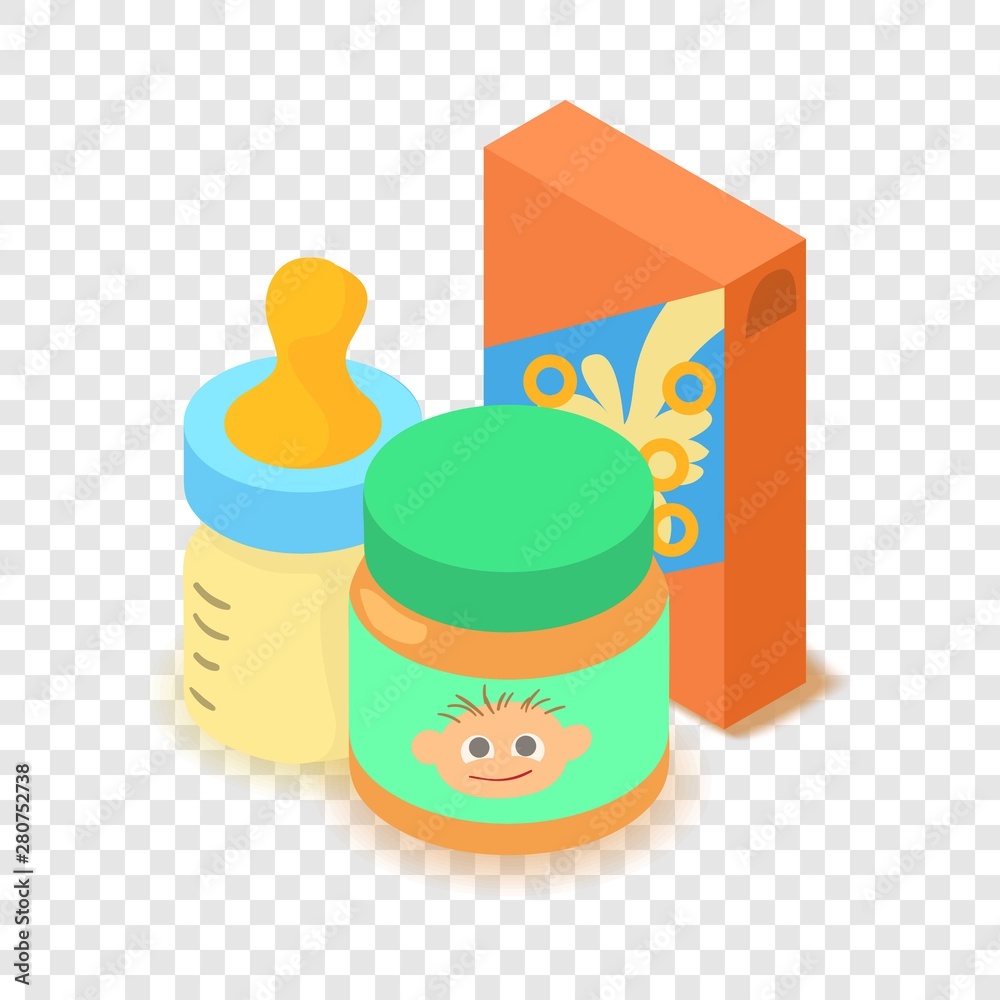 Baby food icon. Cartoon isometric illustration of baby food vector icon ...