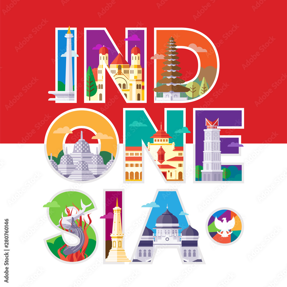 Indonesia Typography Stock Vector | Adobe Stock