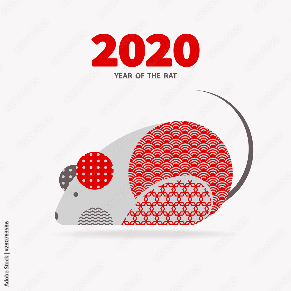Rat is a symbol of the 2020 Chinese New Year. Holiday vector ...