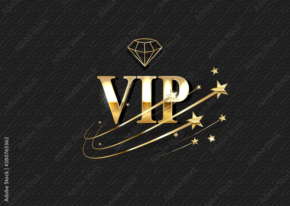 VIP club invitation vector template. Luxury 3d logo with golden ...