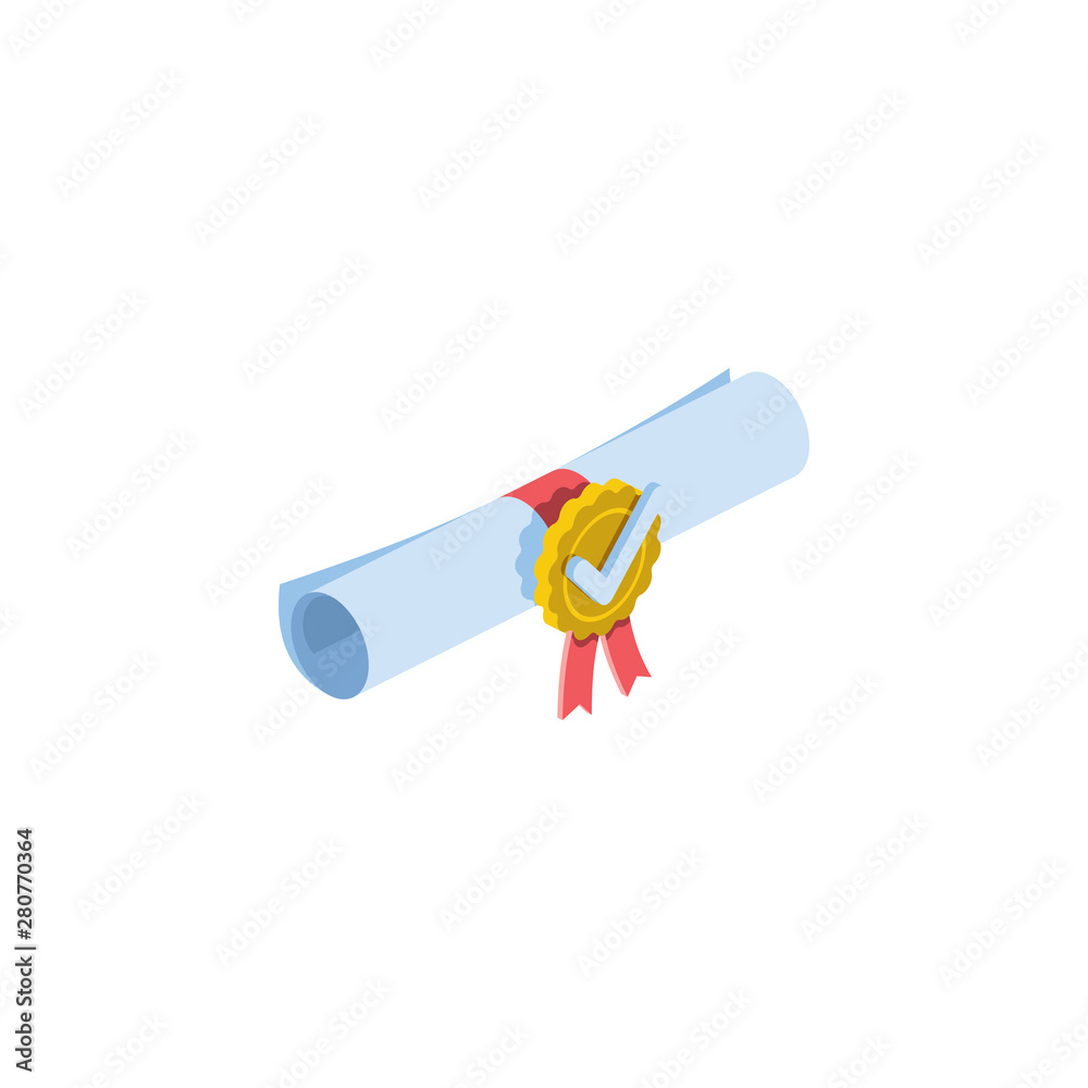 Scroll medal. Vector 3d isometric, color web icons set, new flat style ...