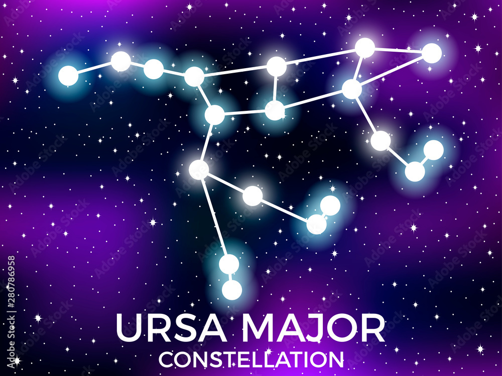 Ursa Major constellation. Starry night sky. Zodiac sign. Cluster of ...