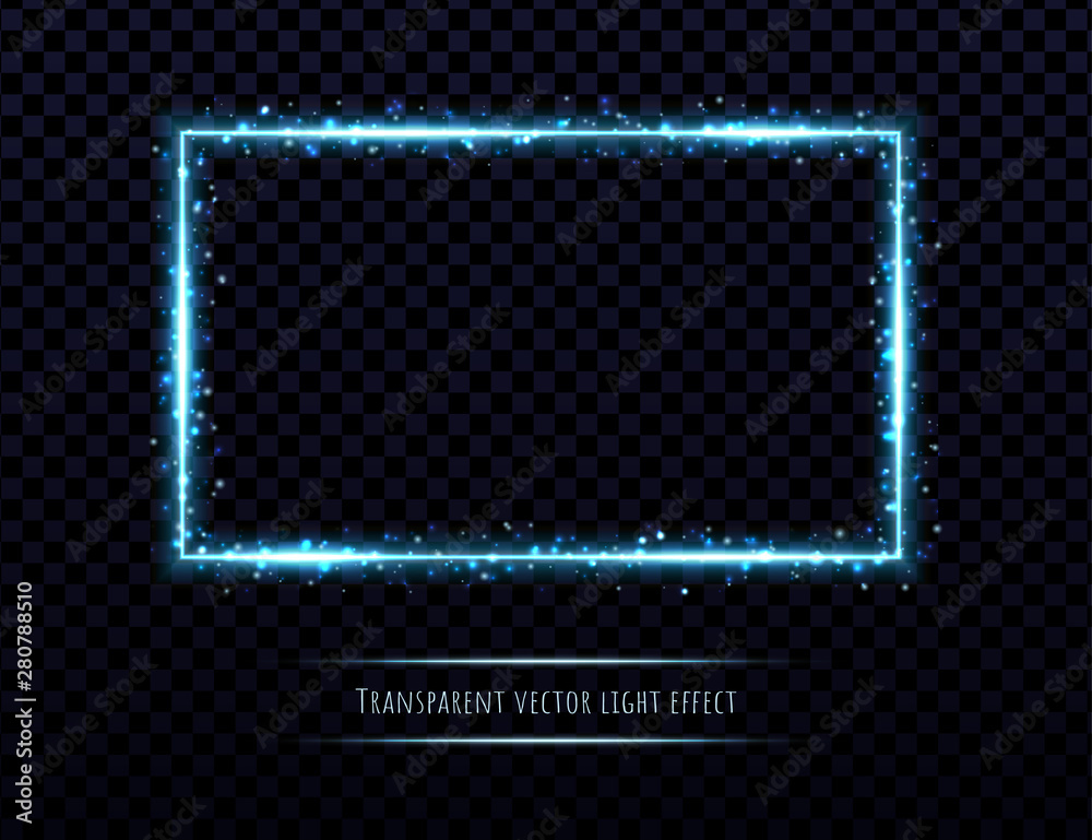 Vecteur Stock Blue neon frame with light effects isolated on ...