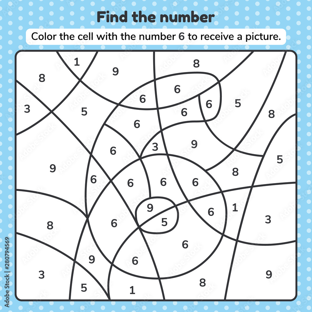 Coloring book number for kids. Worksheet for preschool, kindergarten ...