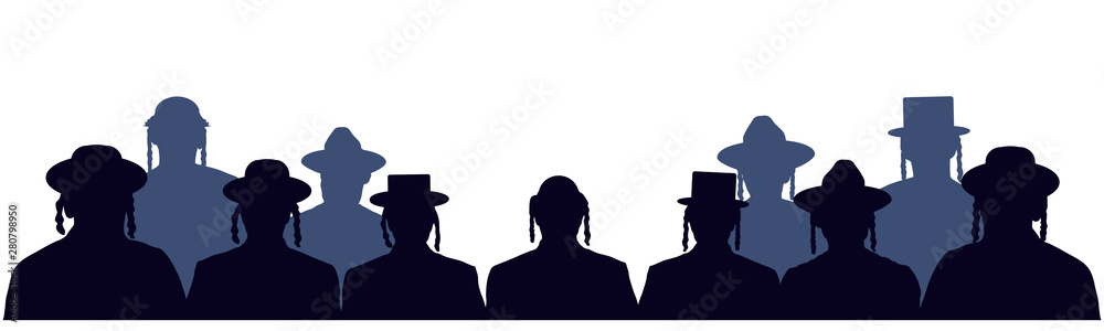People portrait Israelite. Jewish head profile avatar icons. Crowd of ...