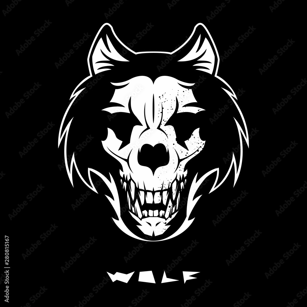 Angry wolf head, wolf skull vector logo design. Stock Vector | Adobe Stock