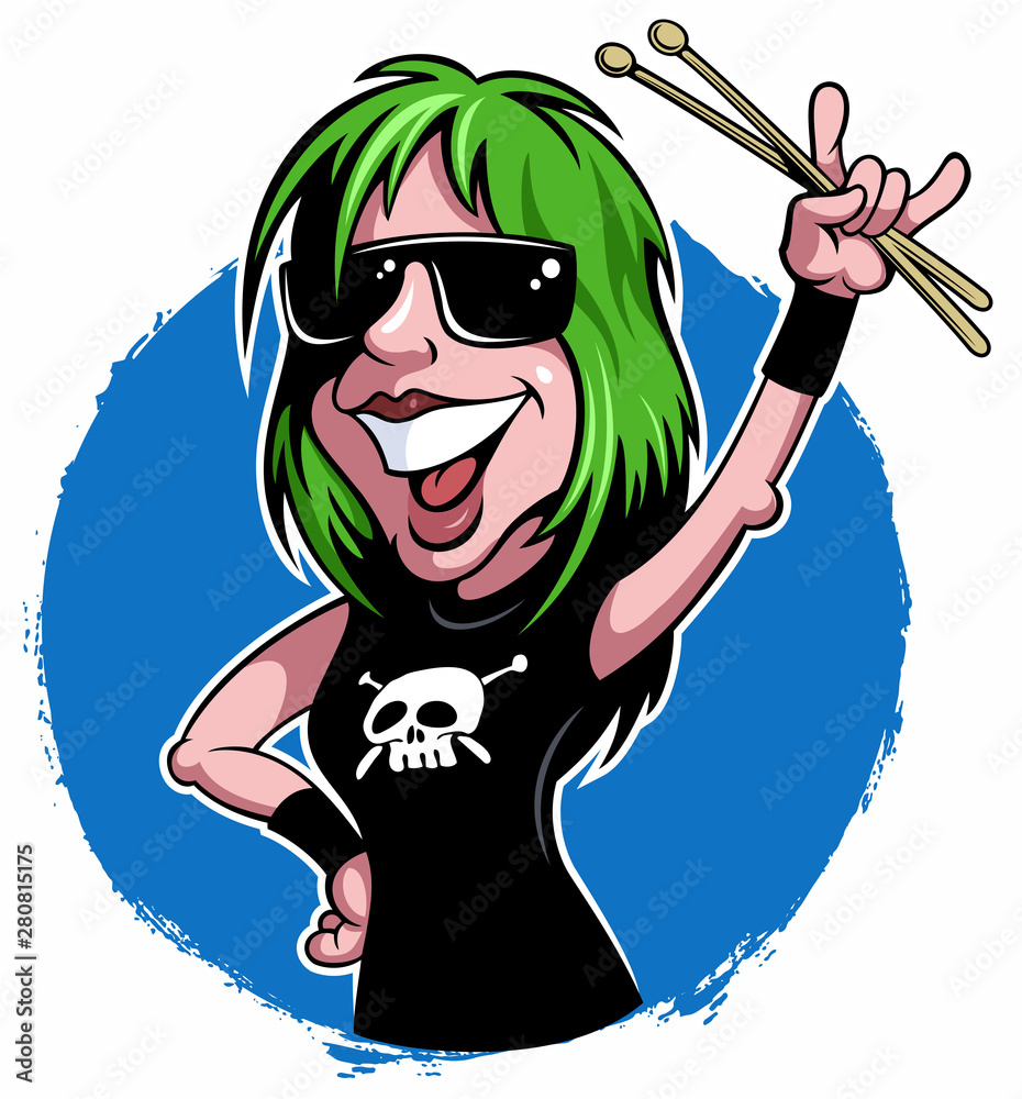 Drummer Girl Cartoon