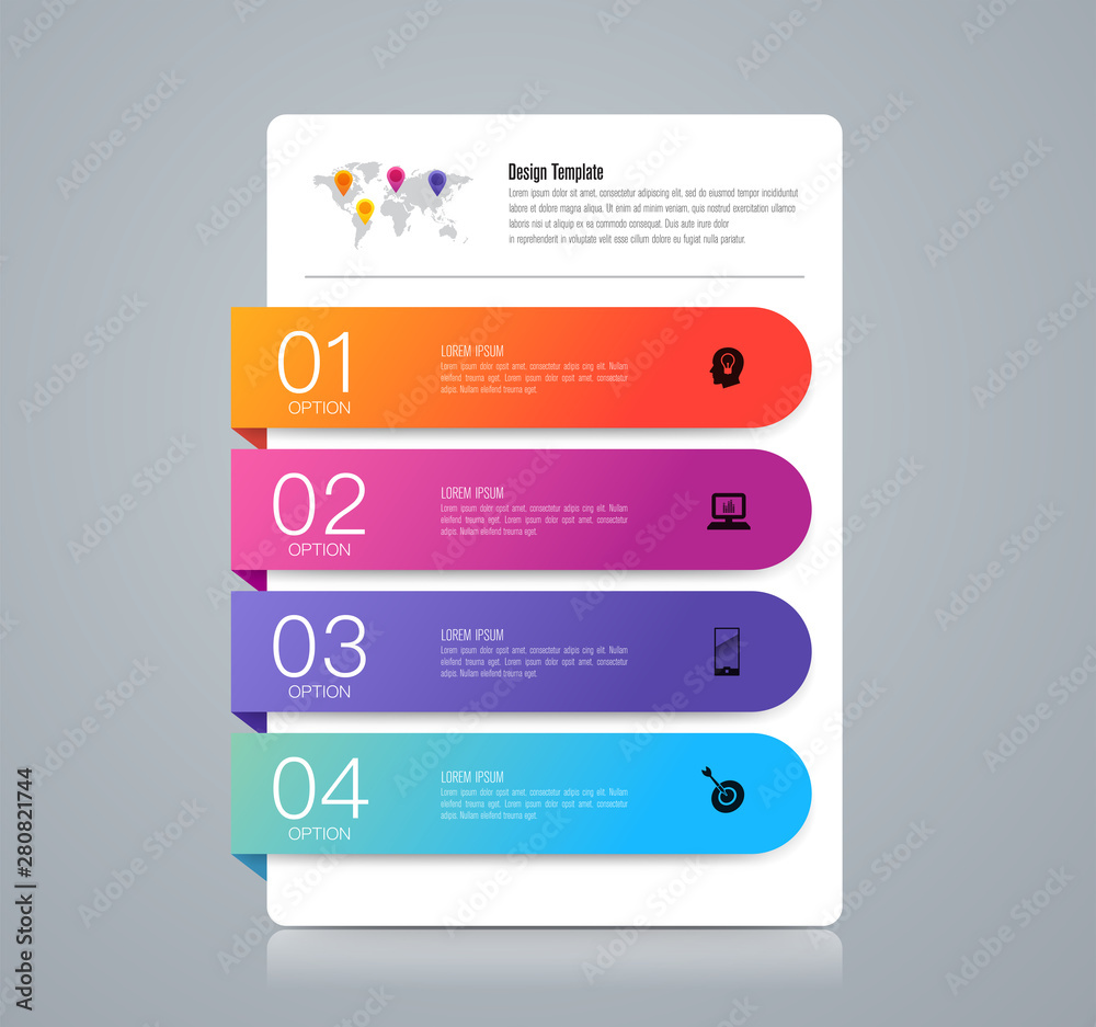 Infographics design paper art style and business icons with 4 options ...