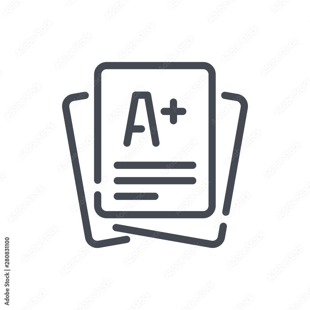 Exam result line icon. school test report vector outline sign. Stock ...