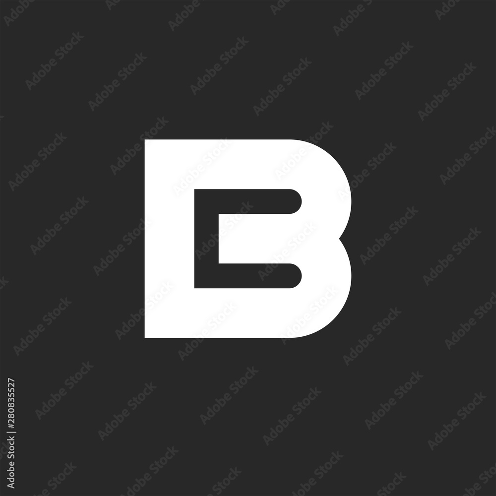 Bold letter B logo design element, negative space style two letters BC ...