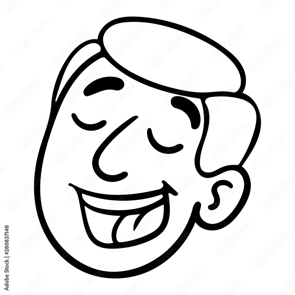 Face of a businessman with closed eyes and laughing mouth. Character ...