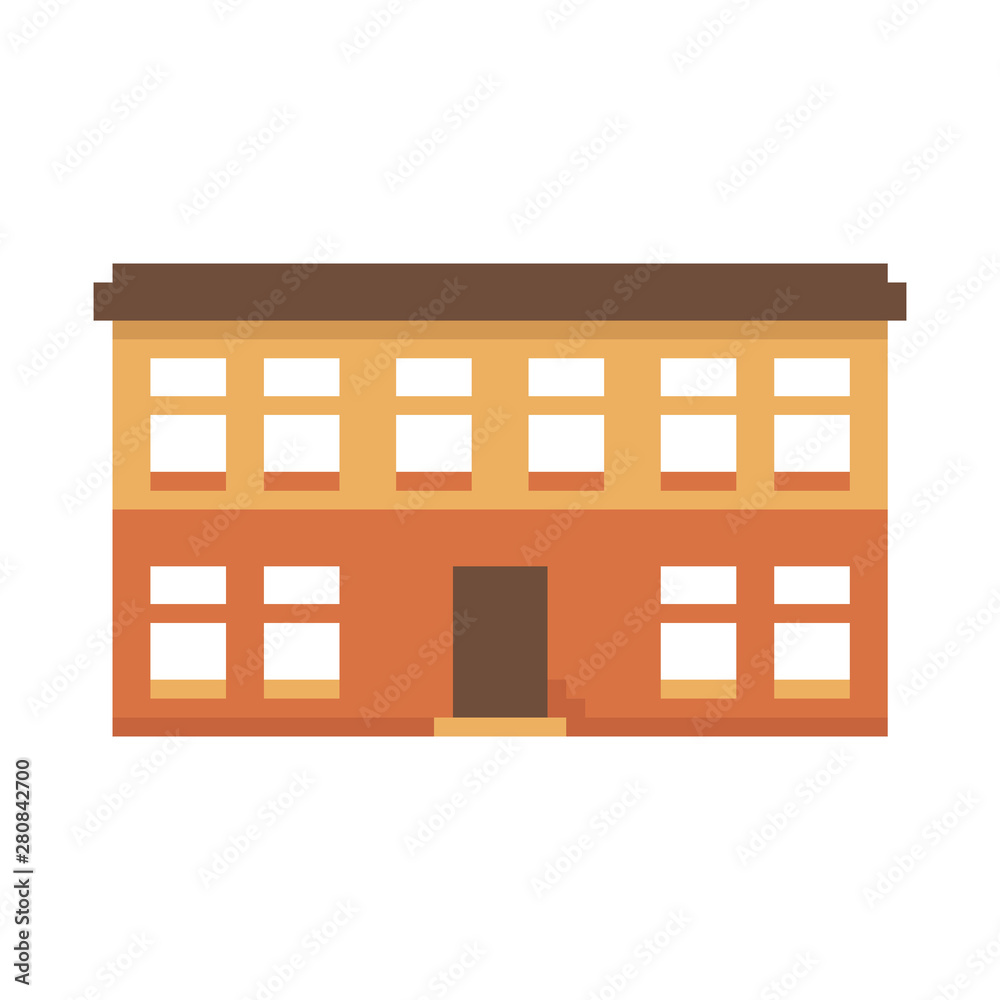 Pixel house isolated on white background. Graphics for games. 8 bit ...