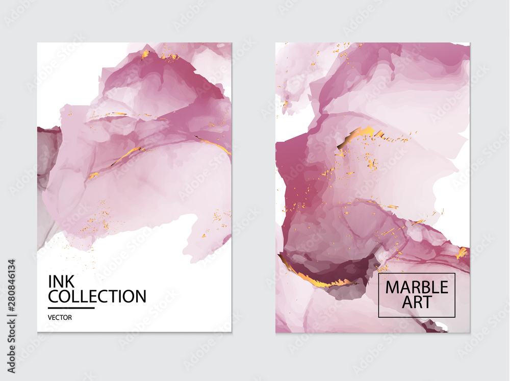 Vip luxury design. Marble watercolor splash, pink tender flow design ...
