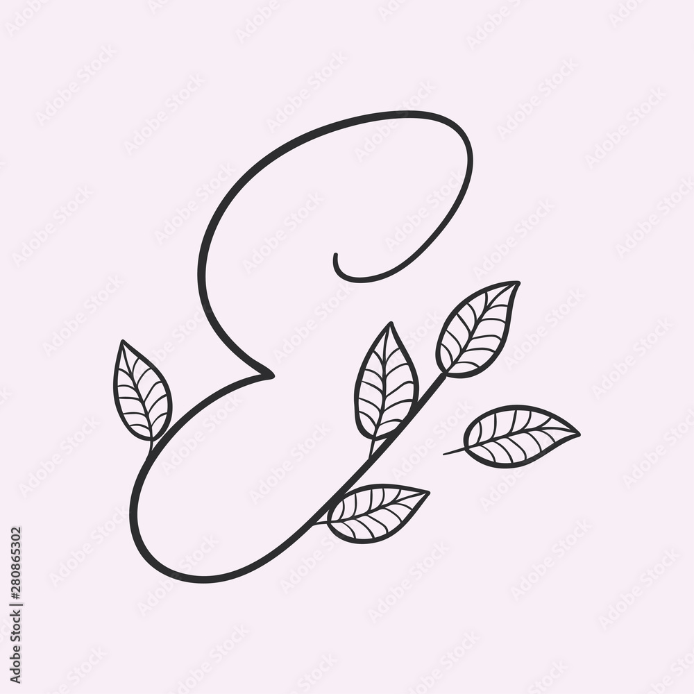 Calligraphy alphabet. Decorative handwritten font. Vector letter E ...