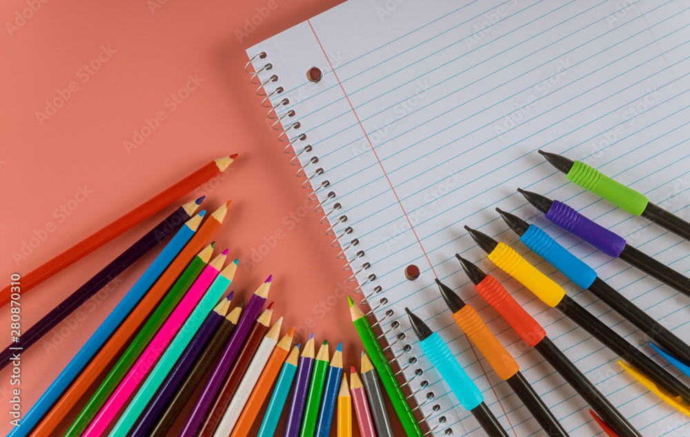 Back to school concept school office supplies on a with copy space of ...