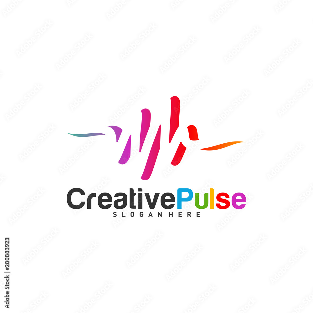 Colorful Pulse logo Concepts Vector. Pulse People Logo Design Template ...