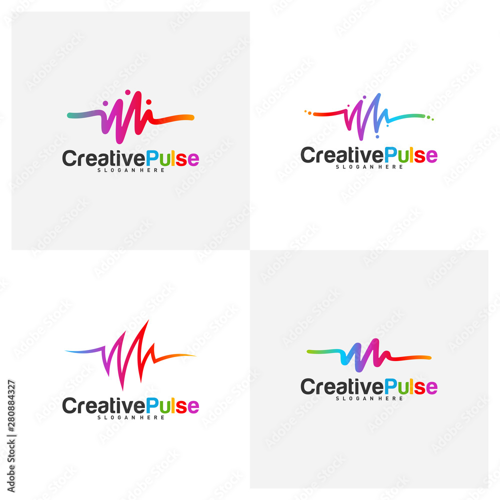 Colorful Pulse logo Concepts Vector. Pulse People Logo Design Template ...