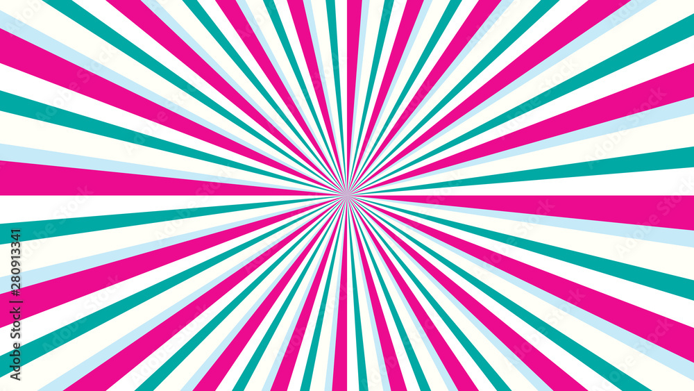 Purple, green and white retro sun rays background. Background in the ...