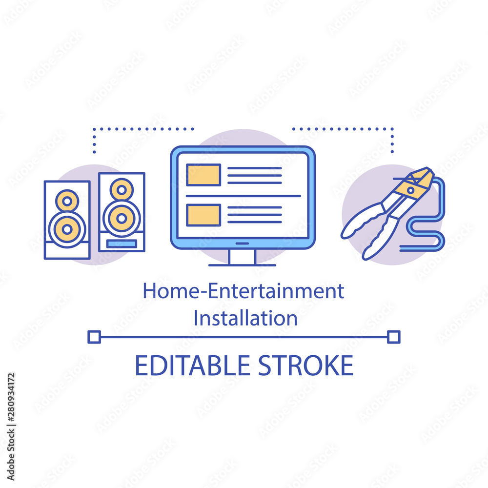 Home entertainment installation concept icon. Home theater. TV mounting ...